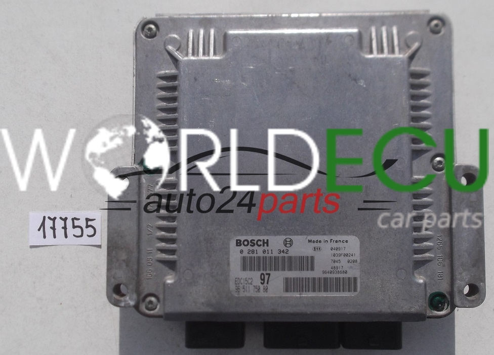 ECU CENTRALITA DE MOTOR CITROEN PEUGEOT 2.0 HDI BOSCH 0 281 011 342, 0281011342, 96 511 750 80 ...