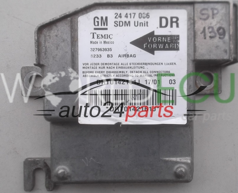 ECU AIRBAG CONTROL MODULE OPEL CORSA C 24 417 006 DR, 24417006 ...