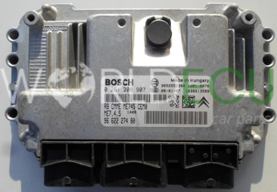 ECU ENGINE CONTROLLER CITROEN C2 1.6 BOSCH 0 261 208 907, 0261208907 ...
