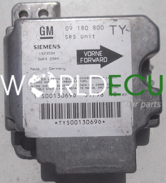 ECU AIRBAG CONTROL MODULE OPEL VECTRA B GM 09 180 800 TY, 09180800 ...