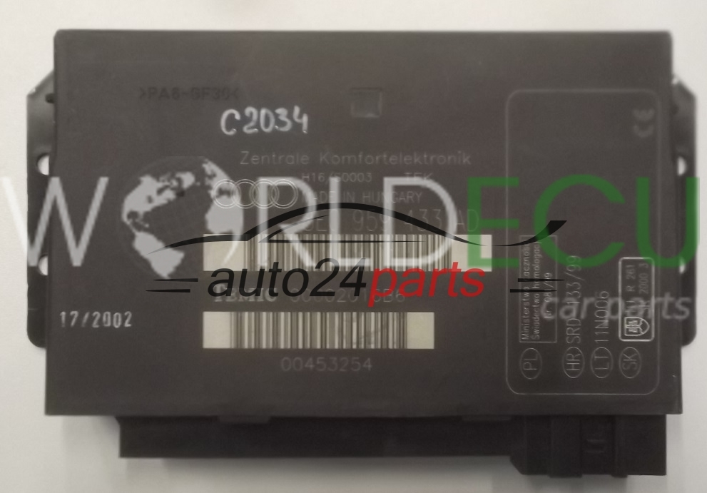 COMFORT CONTROL MODULE BSI BSM AUDI 8E0 959 433 AD, 8E0959433AD, TEMIC ...