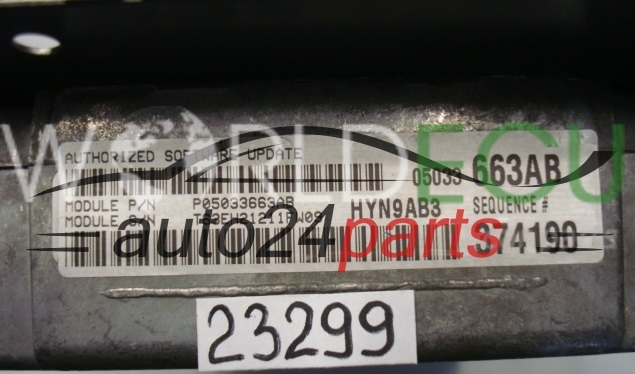 ECU Engine control unit CHRYSLER P05033663AB,05033663AB, 04745860 - ECU ...