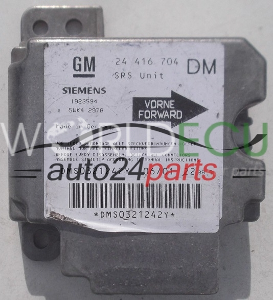 ECU AIRBAG CONTROL MODULE OPEL ASTRA G ZAFIRA A GM 24 416 704 DM ...