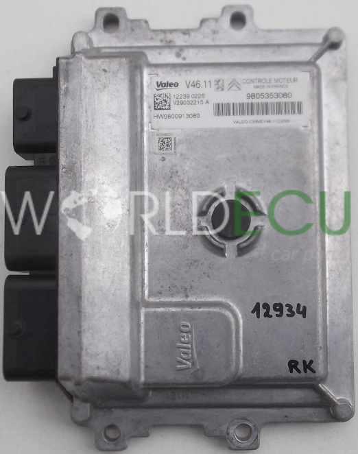 ECU Engine control unit CITROEN PEUGEOT VALEO V46.11, 9805353080, HW ...