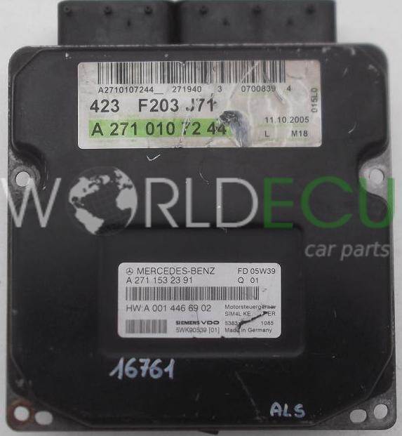 ECU Engine control unit MERCEDES SIEMENS VDO 5WK90539 (01), A 271 153 ...