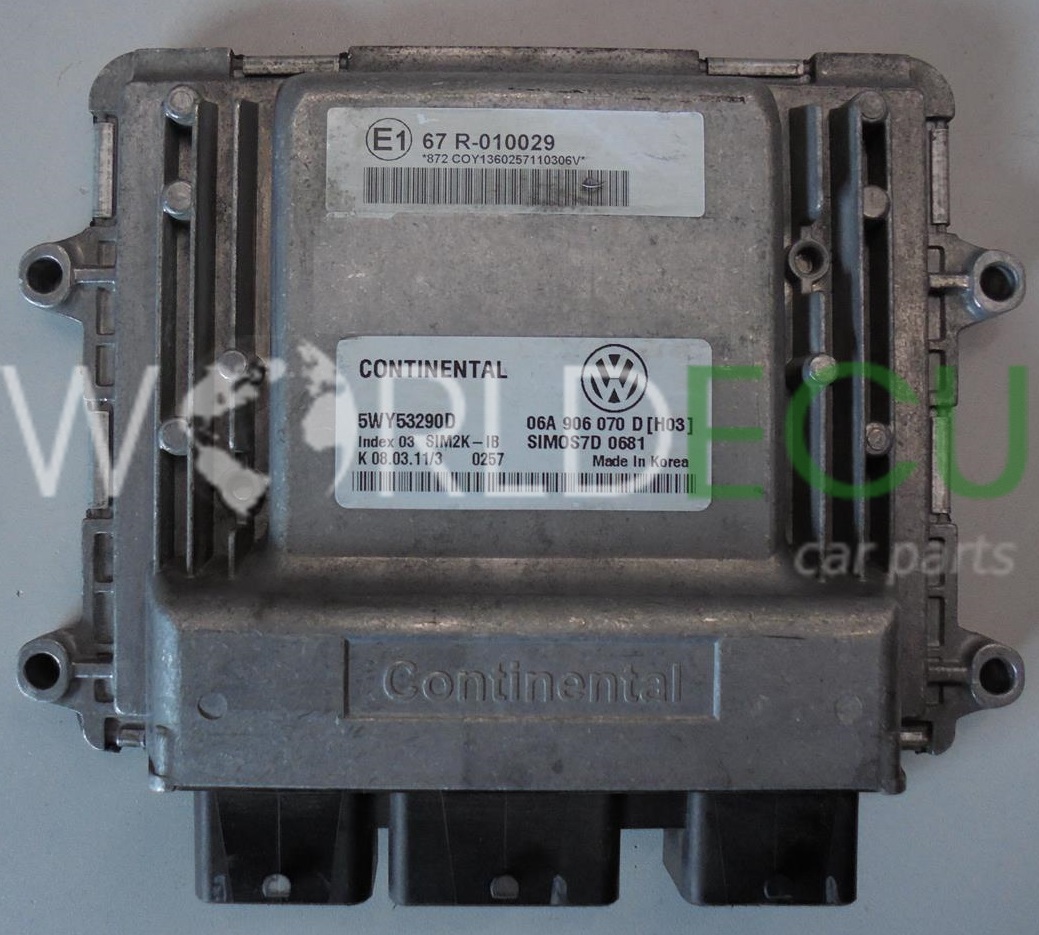 ECU Engine control unit VW VOLKSWAGEN SEAT 5WY53290D, 06A906070D, SIM2K ...