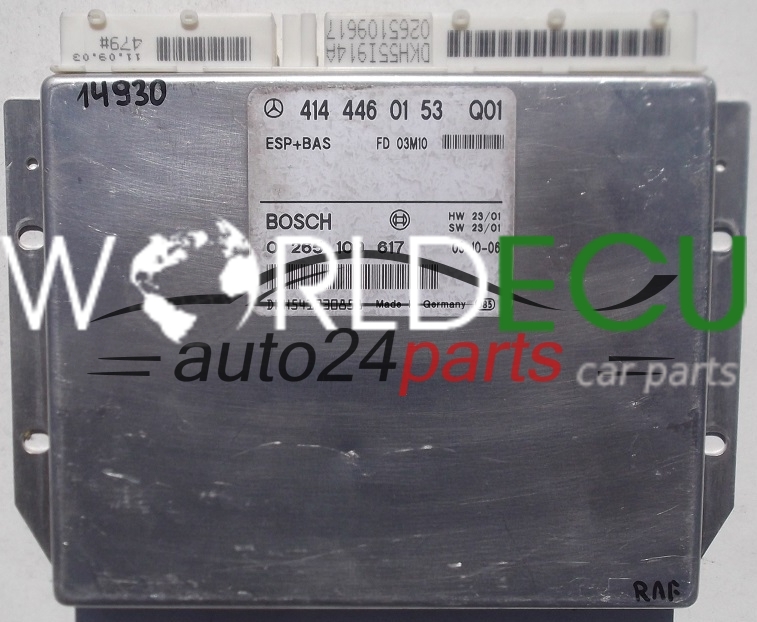 ECU ENGINE CONTROLLER MERCEDES VANEO BOSCH 0 265 109 617, 0265109617 ...