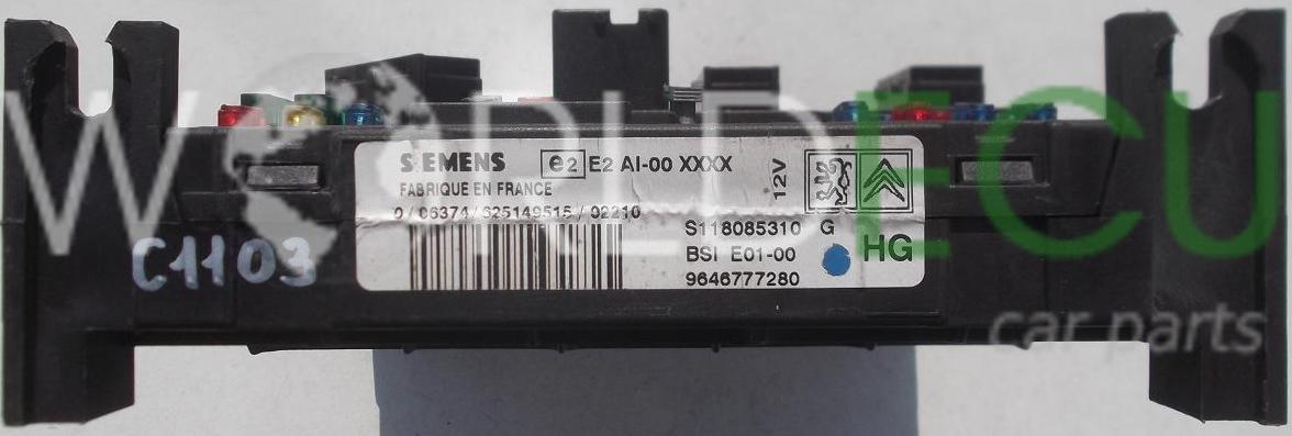 COMFORT CONTROL MODULE CITROEN PEUGEOT SIEMENS S118085310G, 9646777280 ...